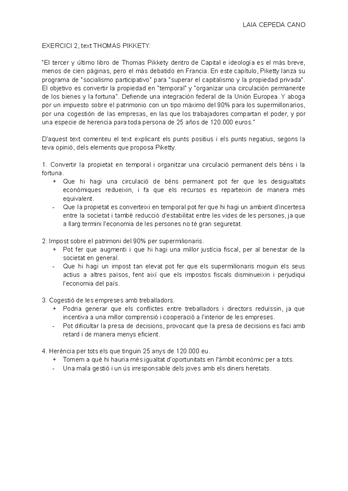 Exercici 2, text Thomas Pikkety - LAIA CEPEDA CANO EXERCICI 2, text ...