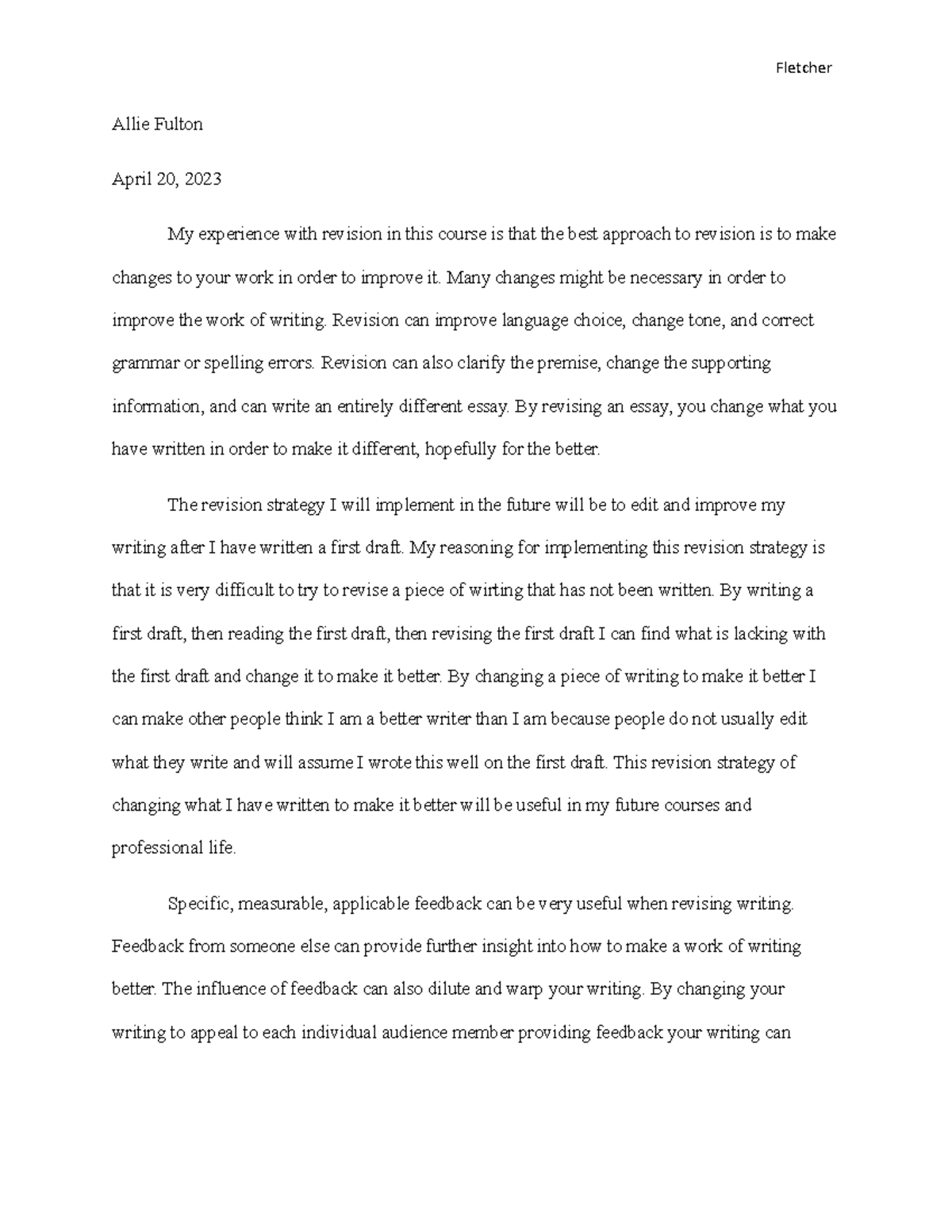 8-2 Project Two Feedback and Revision Reflection allie - Fletcher Allie ...