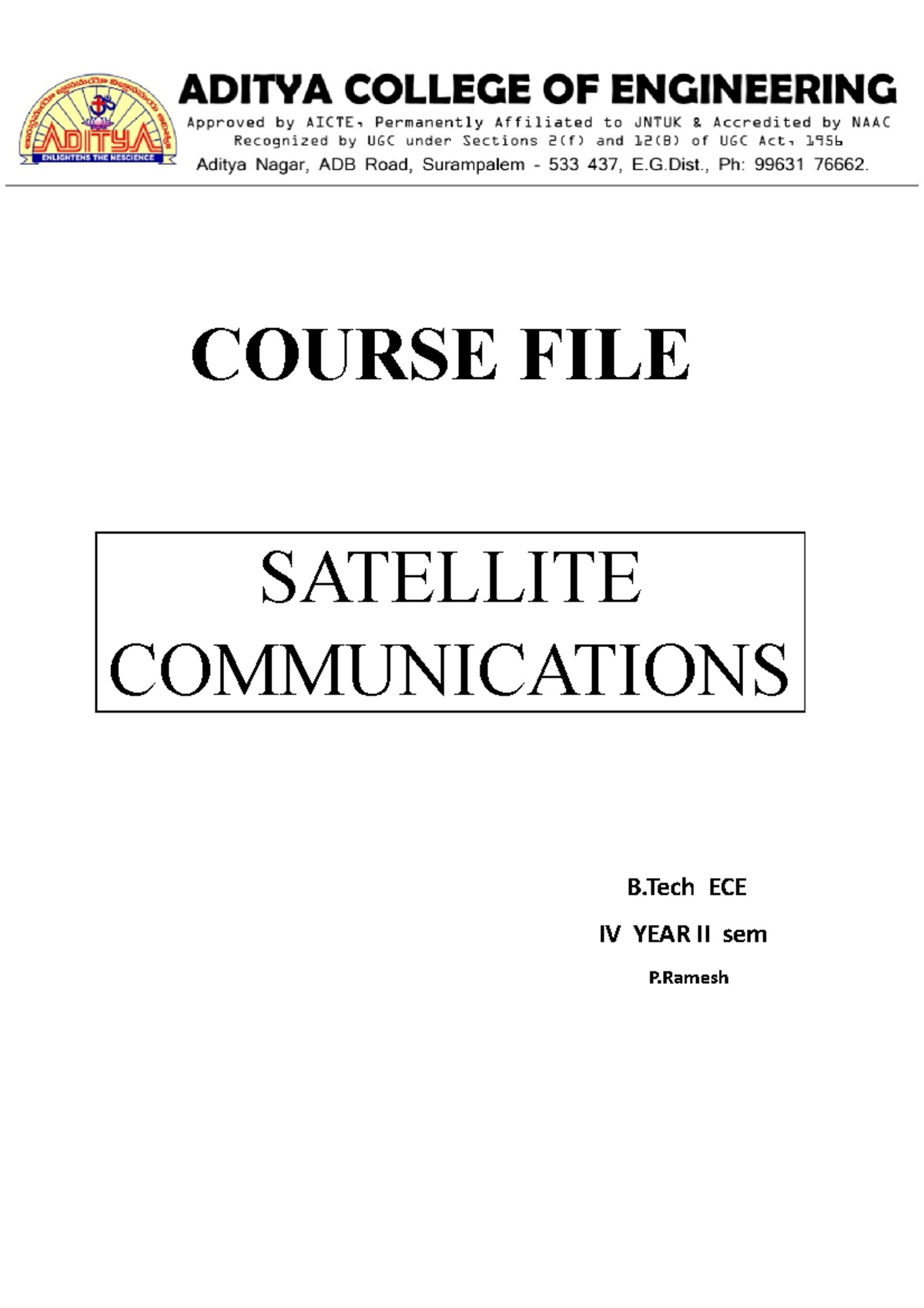 Sc course digital file - SC Coure File - COURSE FILE B ECE IV YEAR II ...