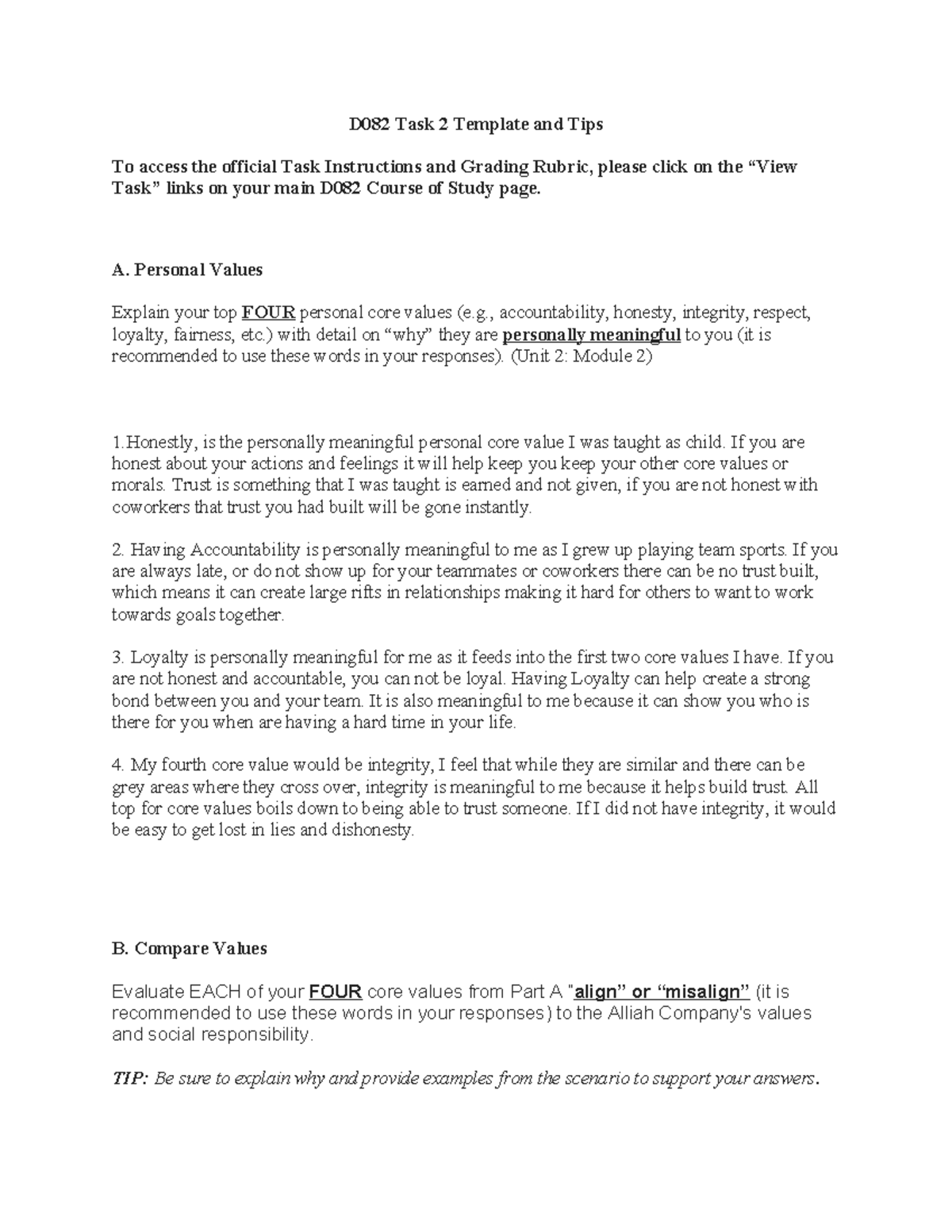 A Lindley D082 Task 2 Template and Tips - D082 Task 2 Template and Tips ...