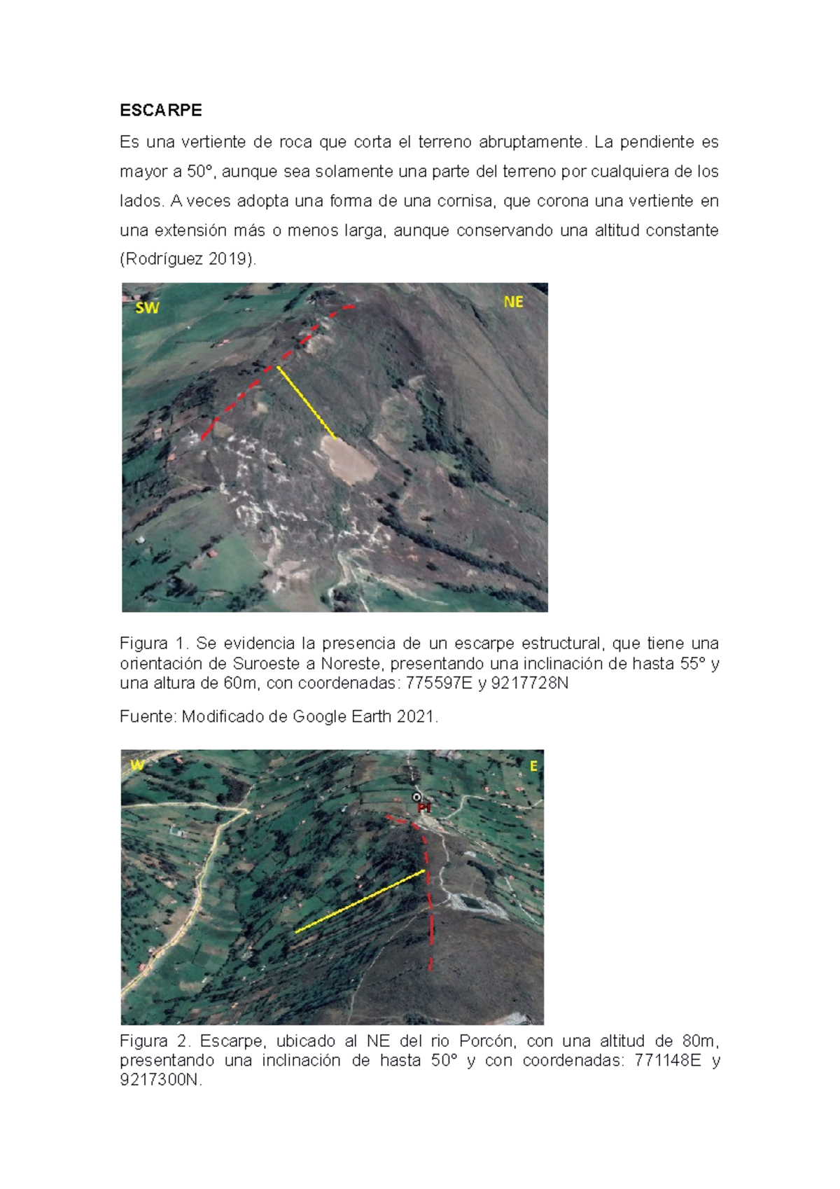 Geomorfologia - Apuntes 1 - ESCARPE Es una vertiente de roca que corta ...