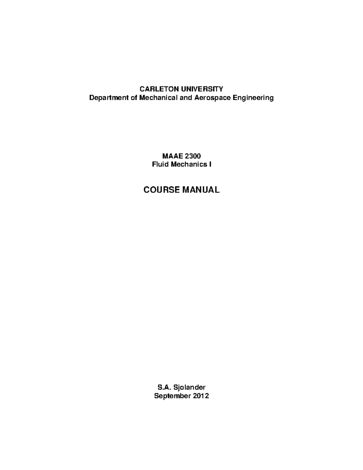 2300 Course Manual F2012 - CARLETON UNIVERSITY Department of Mechanical ...
