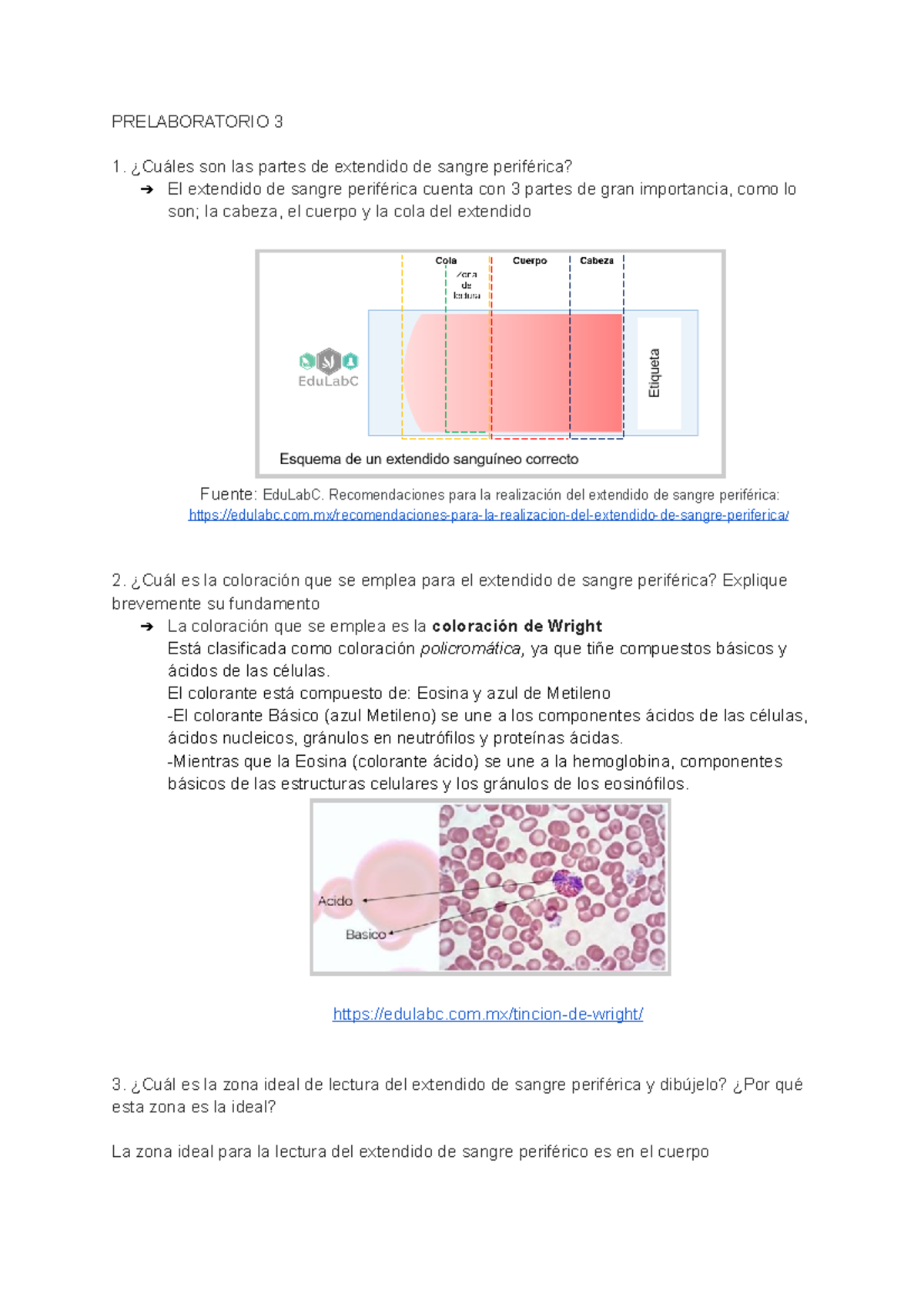 Hematología general Prelaboratorio 3 - PRELABORATORIO 3 ¿Cuáles son las ...