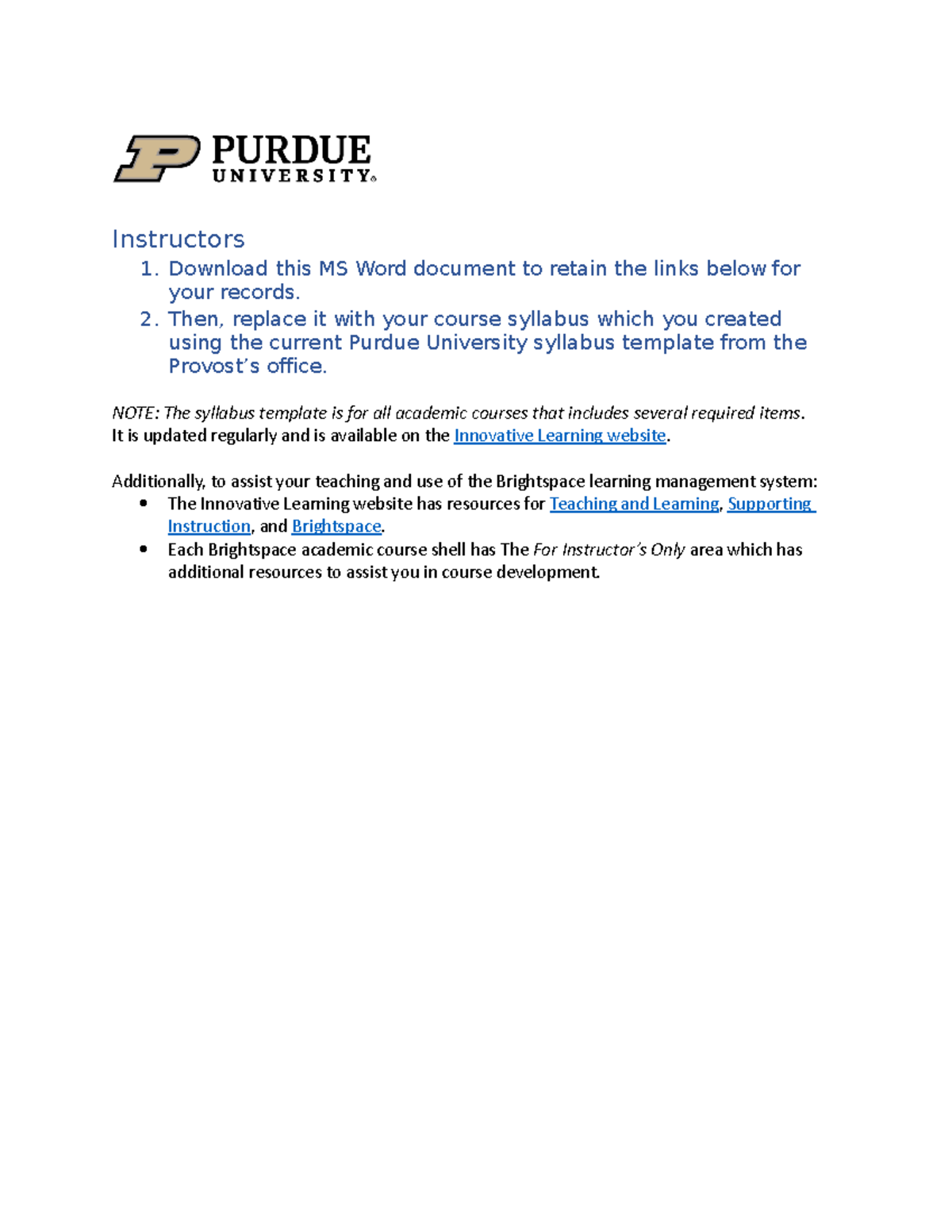 Brightspace Syllabus Area Notification - Instructors 1. Download this ...