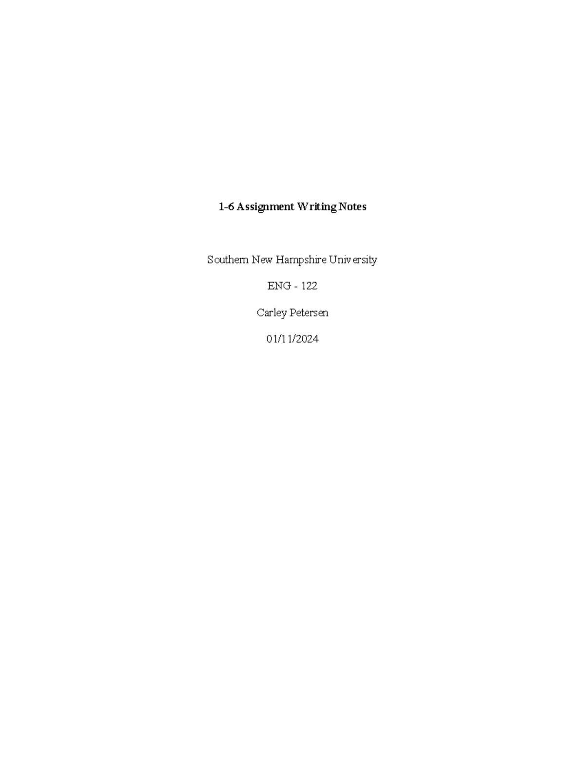 1-6 Writing Notes Assignment - 1-6 Assignment Writing Notes Southern ...