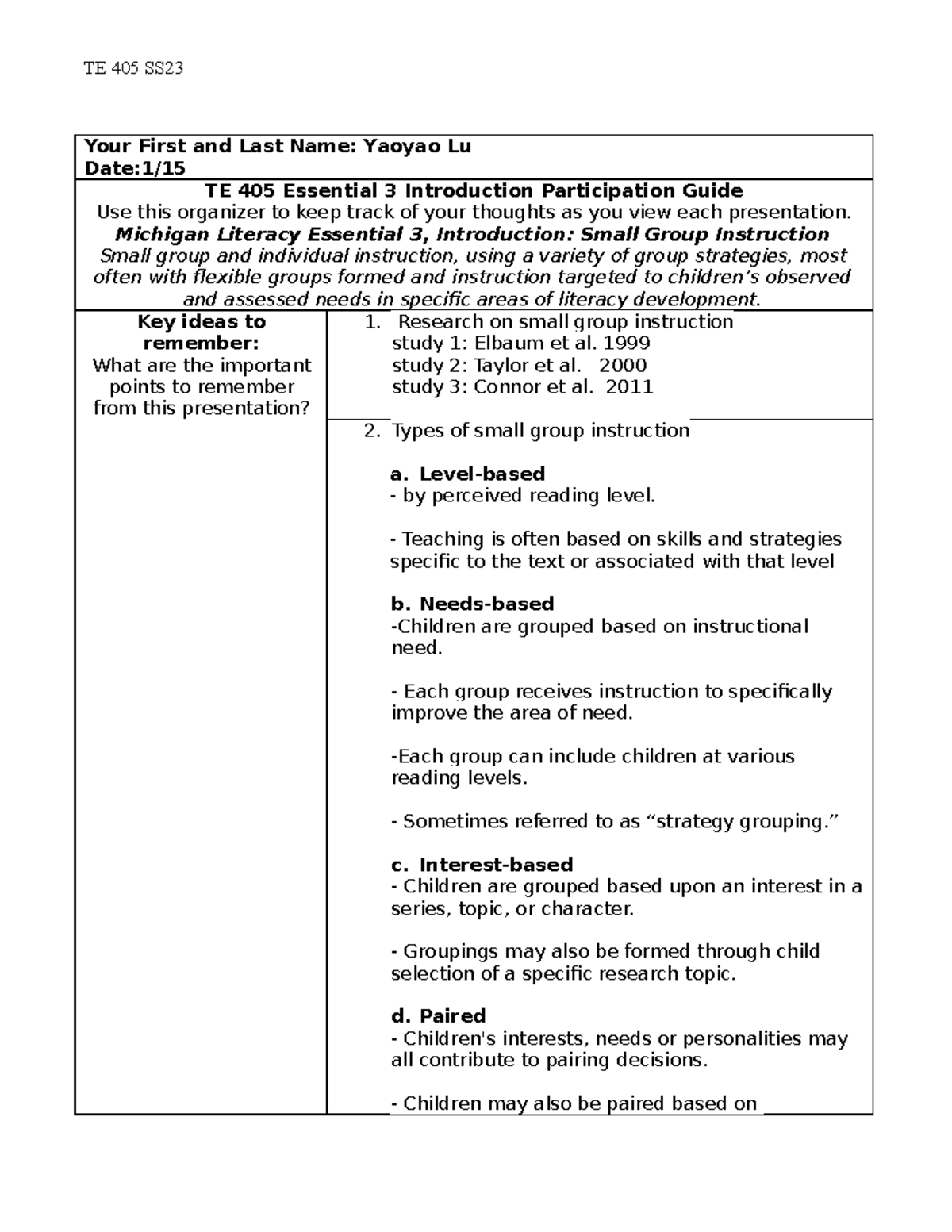 TE 405 009 SS23 Essential 3 Introduction Participation Guide - Your ...