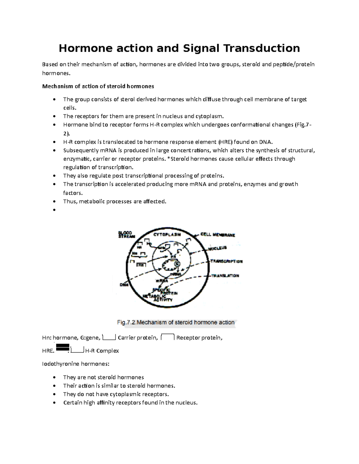 Hormone action and Signal Transduction - Mechanism of action of steroid ...