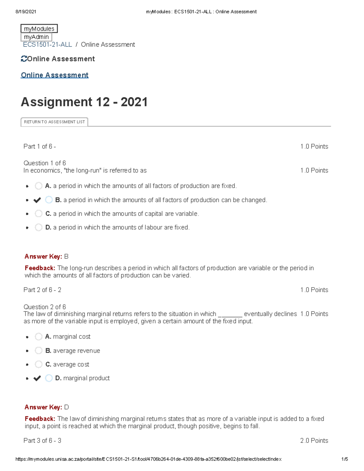 Assignment 12 - Assessment 12 - 1 Points 1 Points Assignment 12 - 2021 ...
