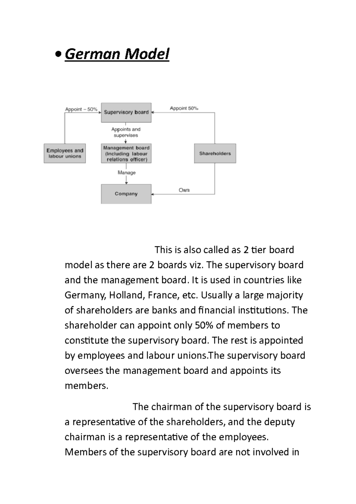 Mdl2 - German Model of CG - • German Model This is also called as 2 ...