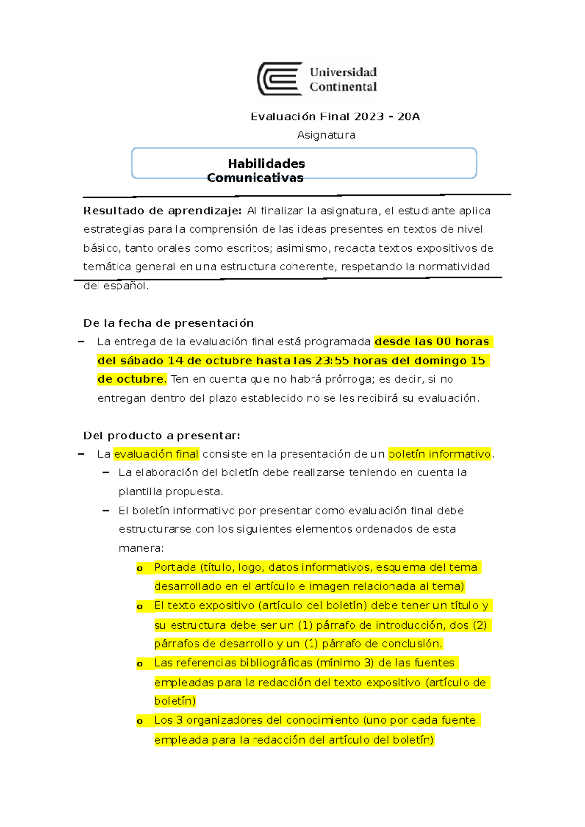 1. Consigna de Evaluación Final 2023 20A - Evaluación Final 2023 – 20A Asignatura Resultado de ...