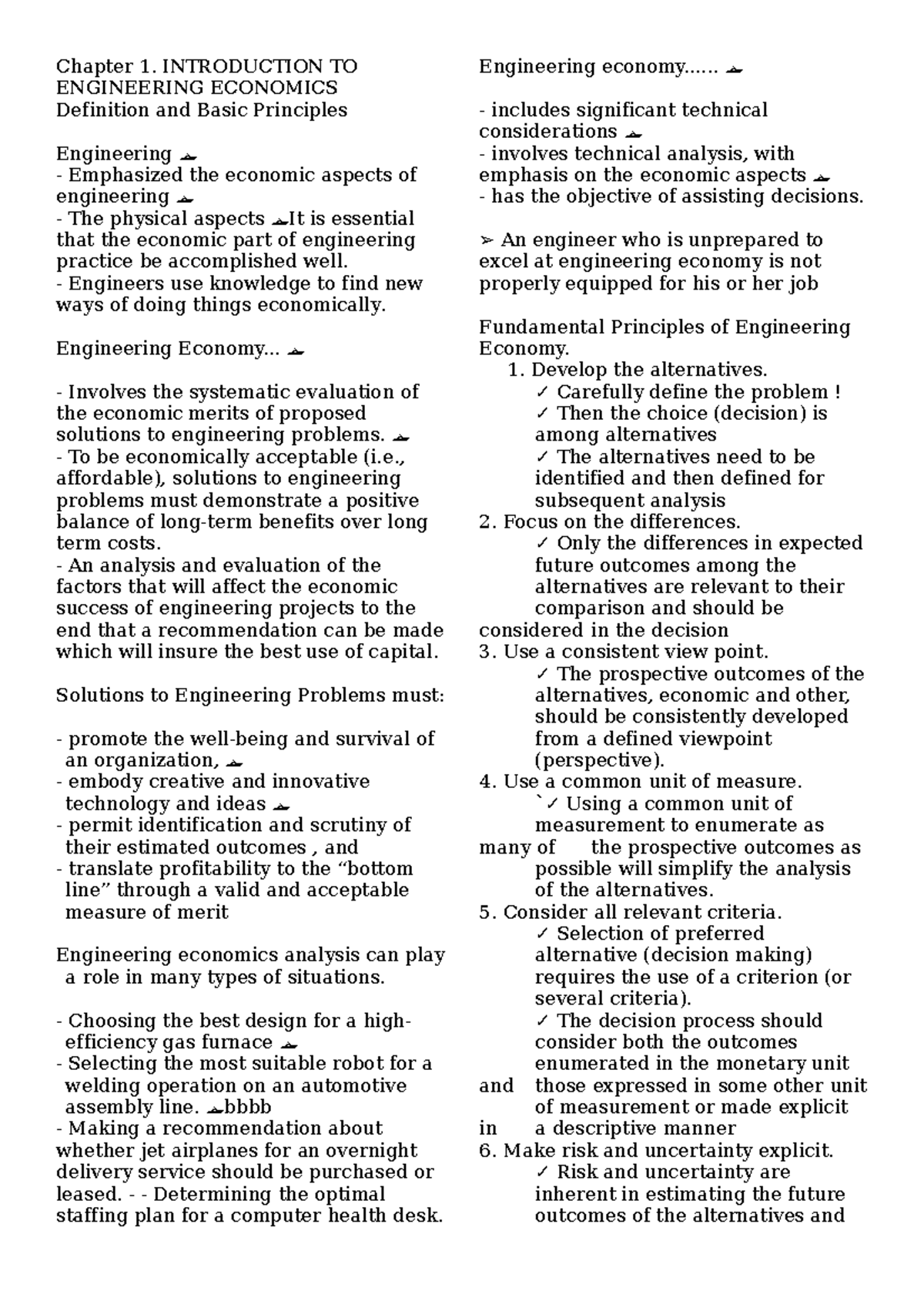 Econ 1 - EECON NOTES - Chapter 1. INTRODUCTION TO ENGINEERING ECONOMICS ...