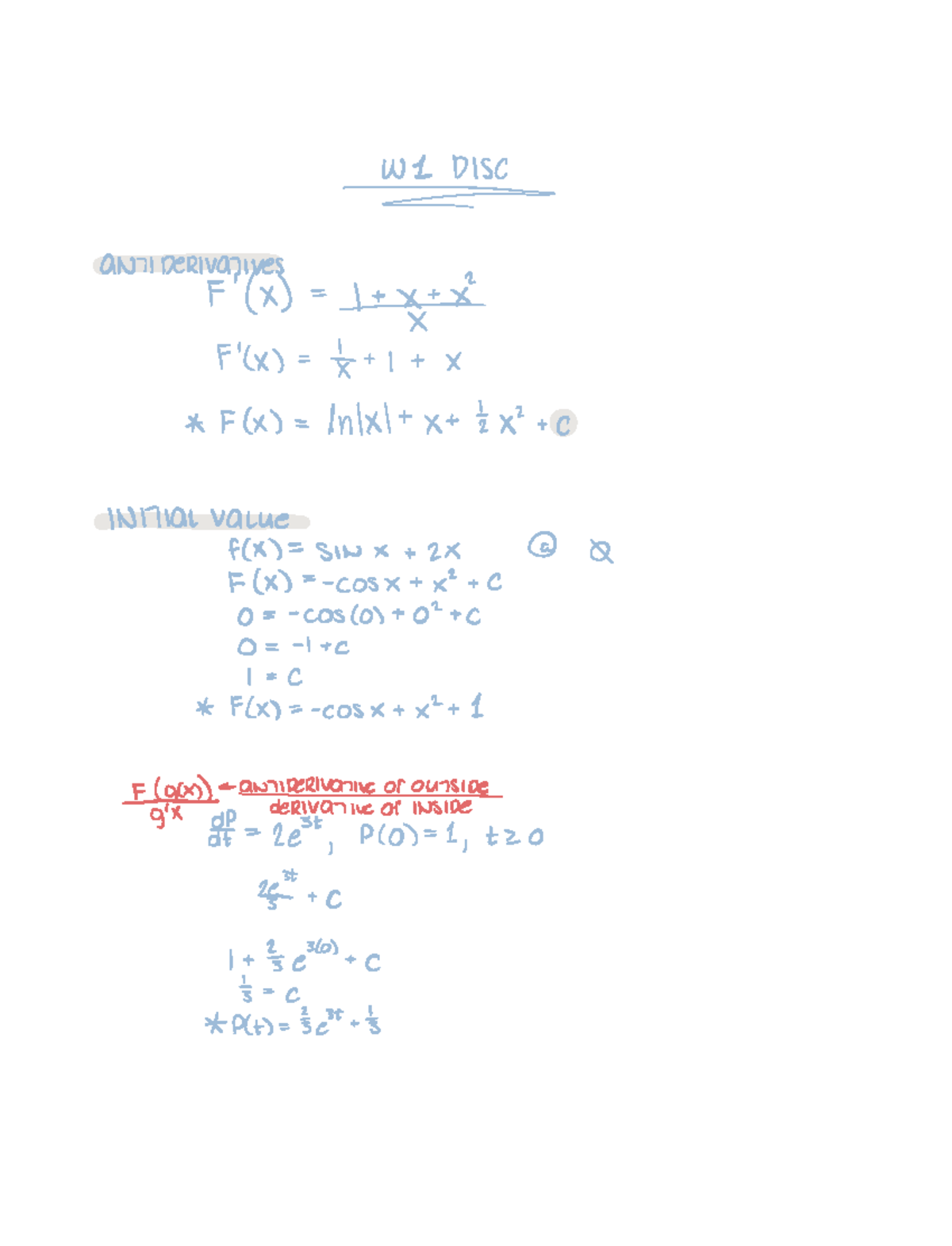W1 disc math for biosci - WI DISC AN 71 DERIVATIVES F X Ittf F X It I X ...