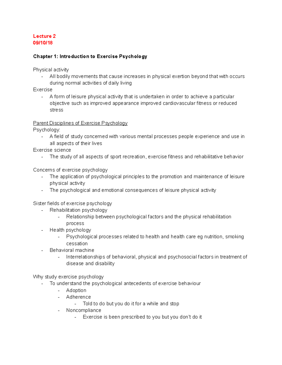 Lec Notes - Lecture 2 09/10/ Chapter 1: Introduction to Exercise ...