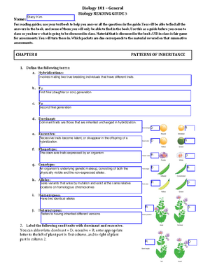 Reading Guide 01 s24 - Biology 101 – General Biology READING GUIDE 1 ...