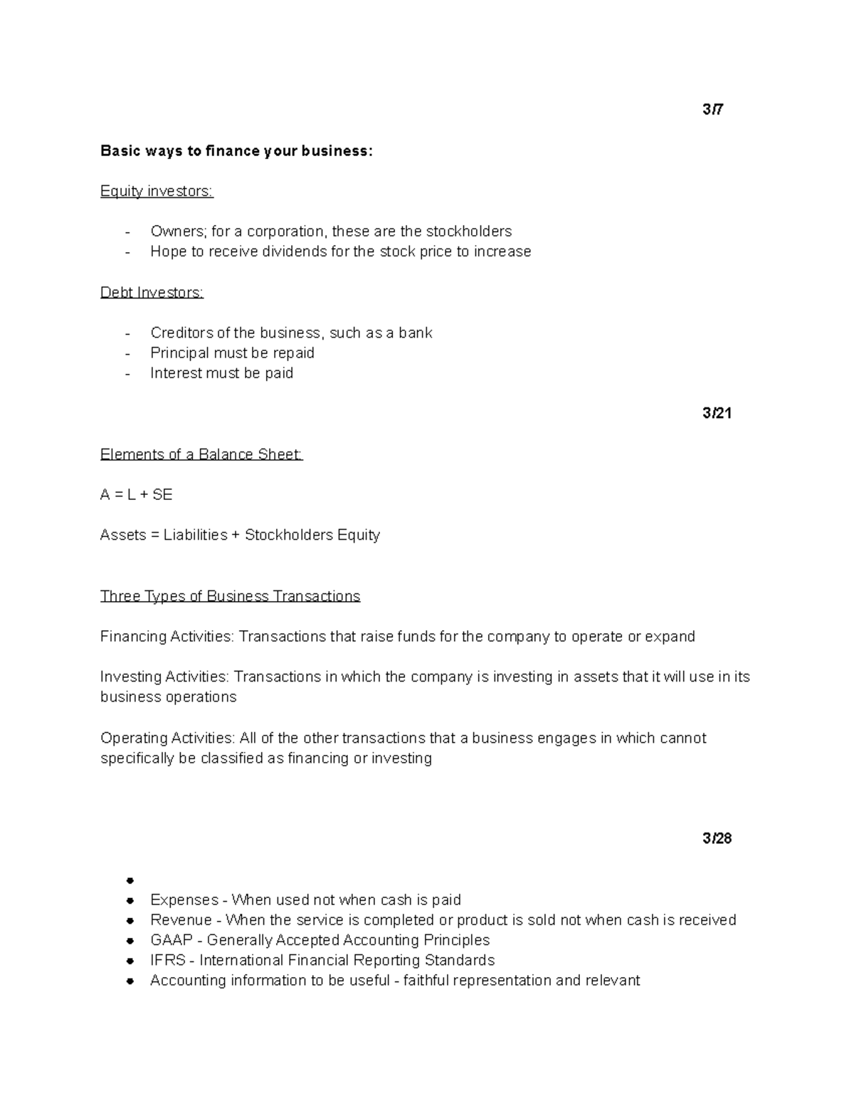 A100 Notes - 3/ Basic ways to finance your business: Equity investors ...