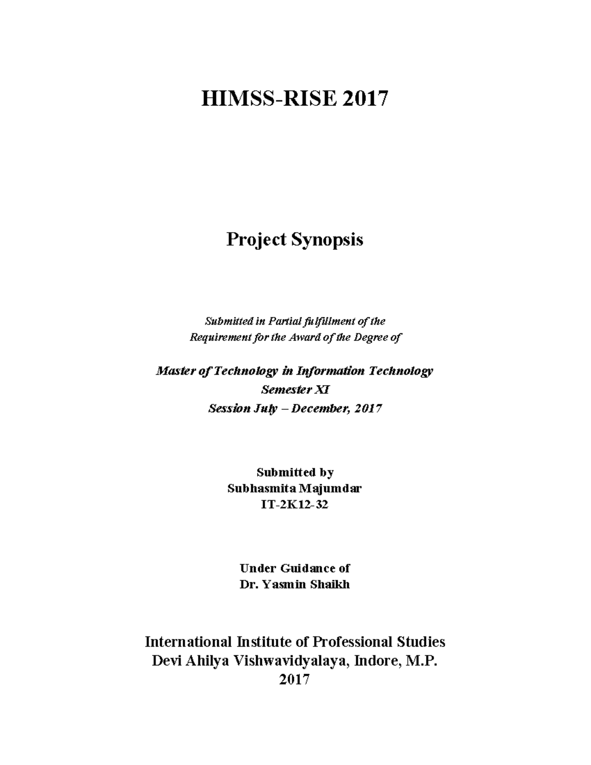 Subhasmita-synopsis on project cse final year - Project Synopsis ...