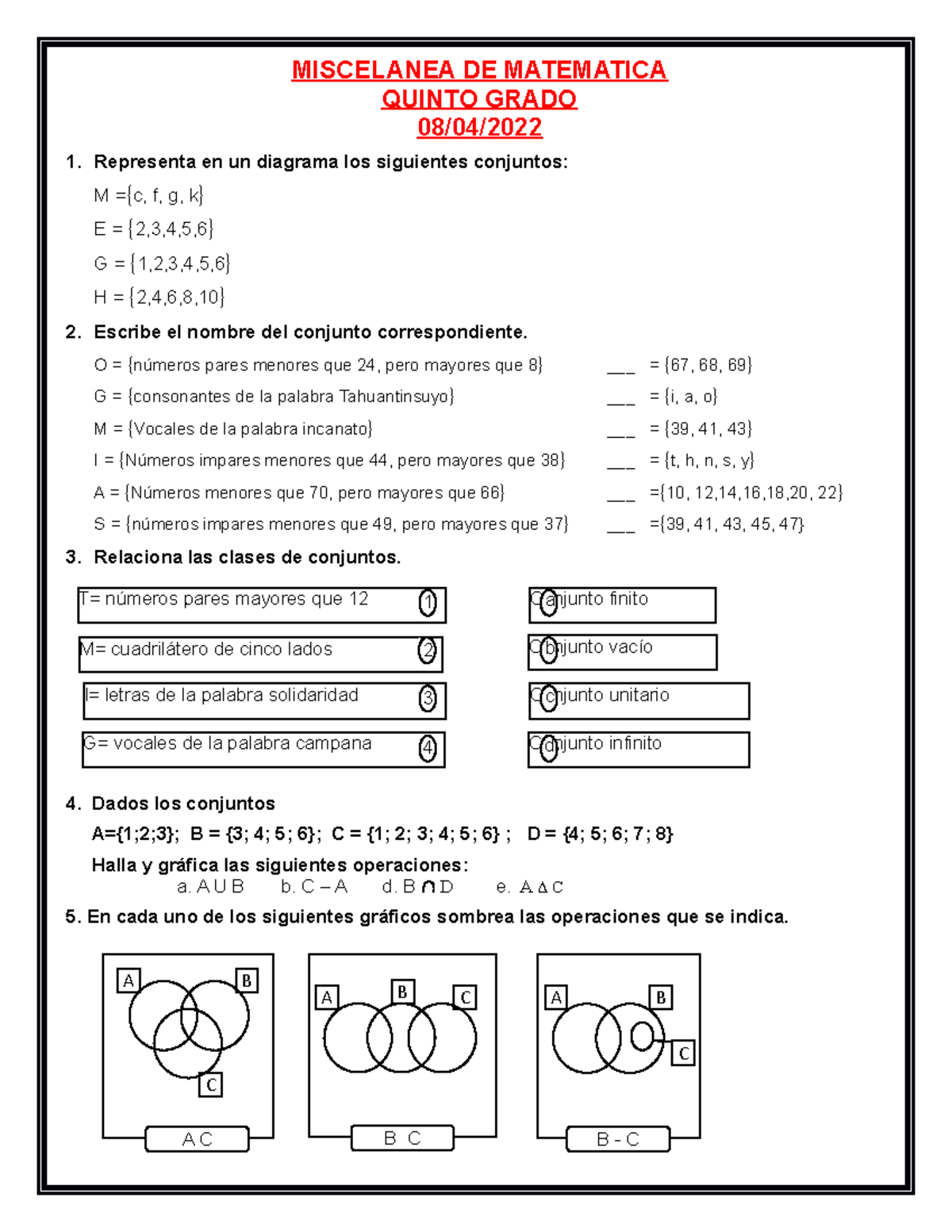 Matematica Divertida 5G. 08 Abril - MISCELANEA DE MATEMATICA QUINTO ...