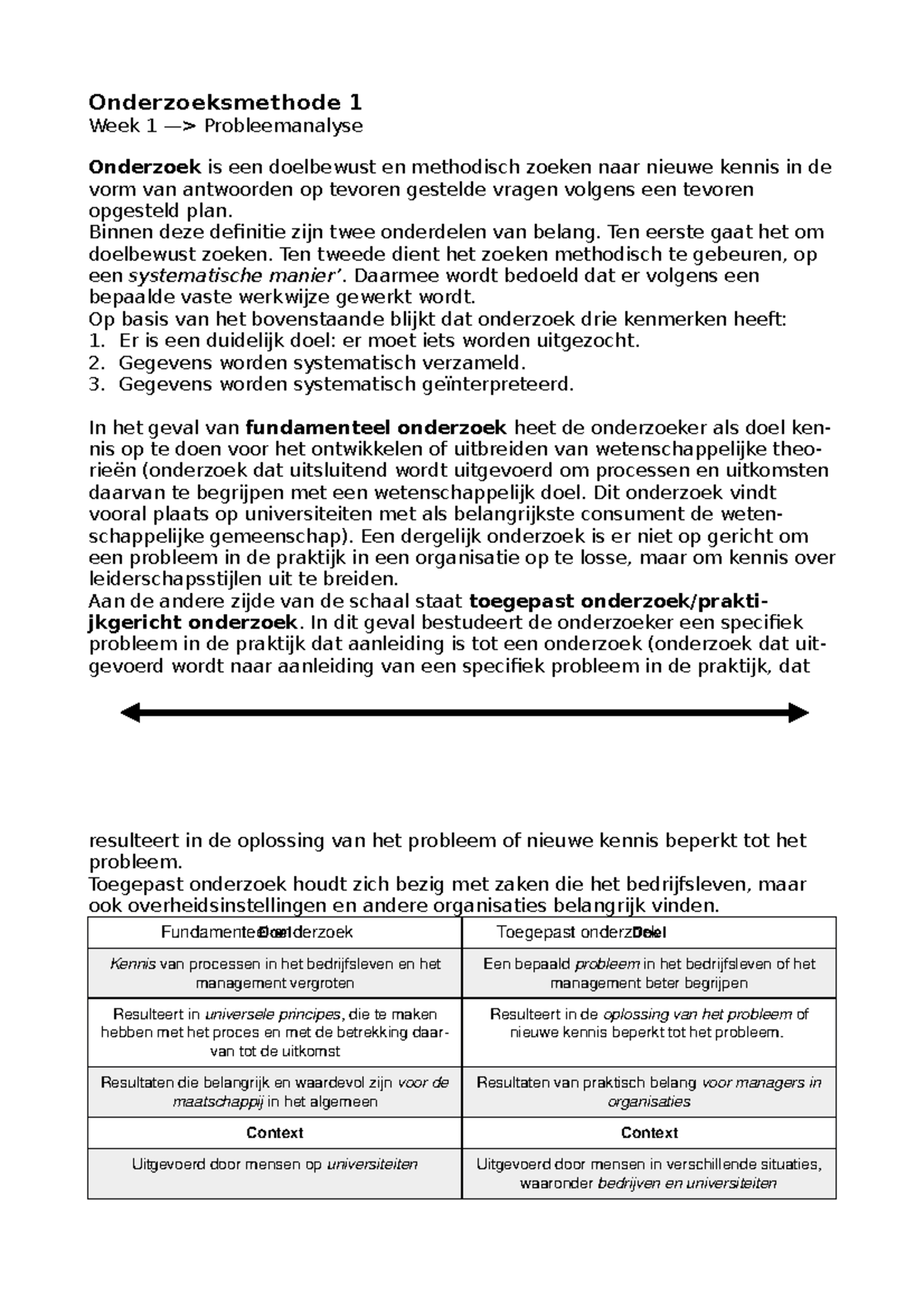 Onderzoeksmethode 1 word - Onderzoeksmethode 1 Week 1 ...