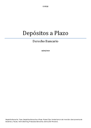 Resumen Derecho Bancario - Derecho bancario, concepto. Concepto de banco. Actividades bancarias ...