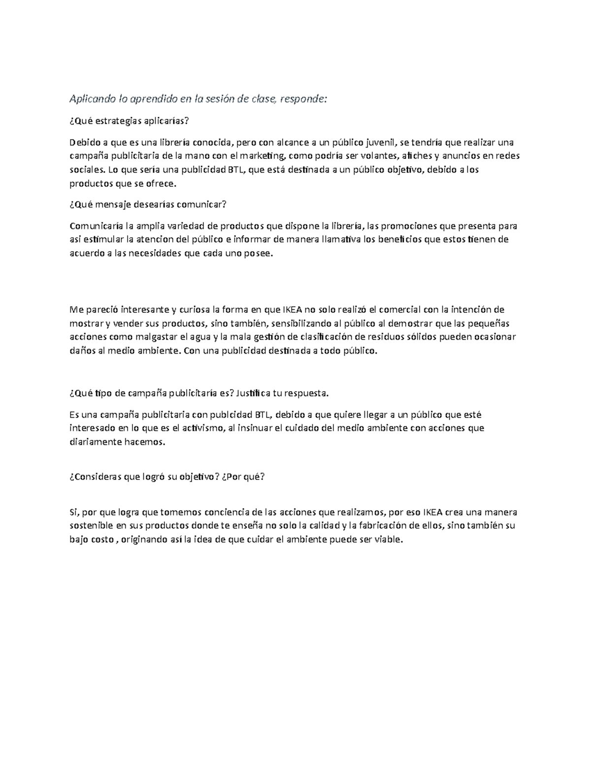 Actividad - Sintesis - Aplicando lo aprendido en la sesión de clase ...