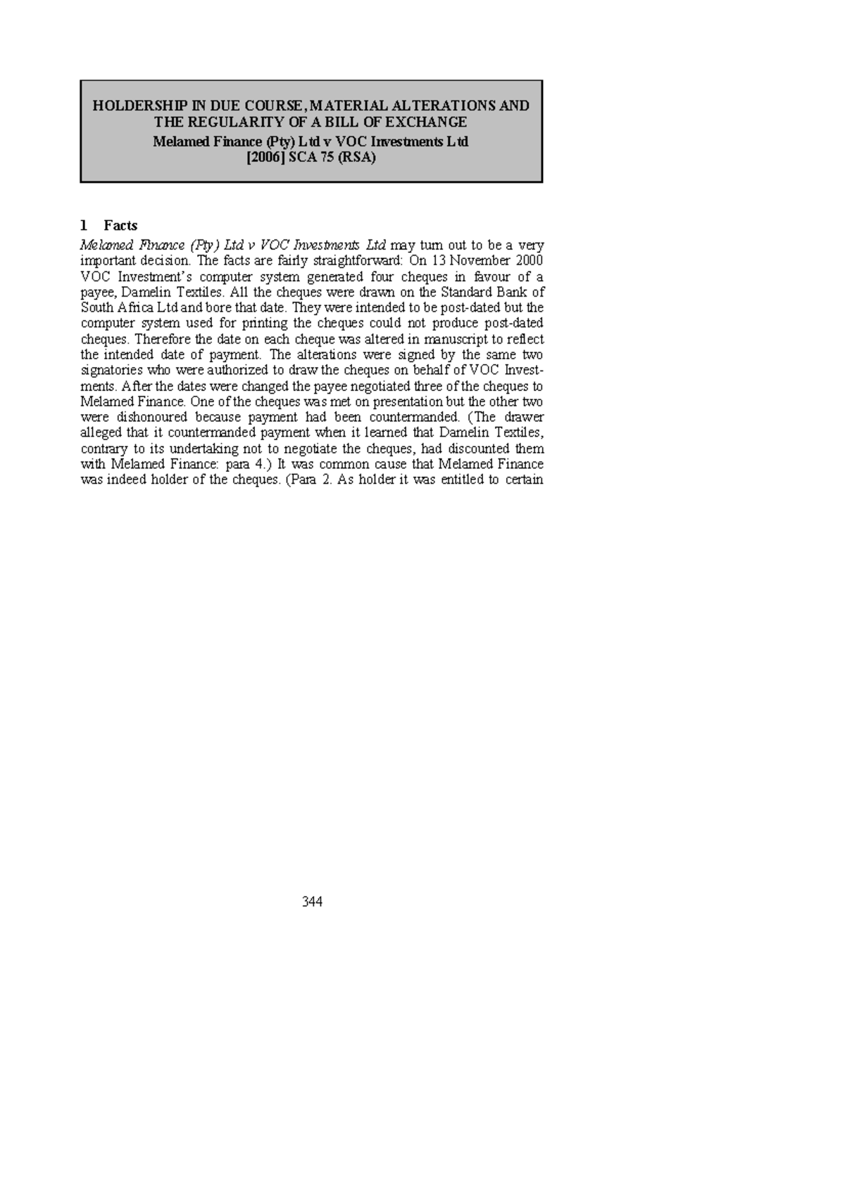 Nagel Holdership(2007 ) - 344 HOLDERSHIP IN DUE COURSE, MATERIAL ...