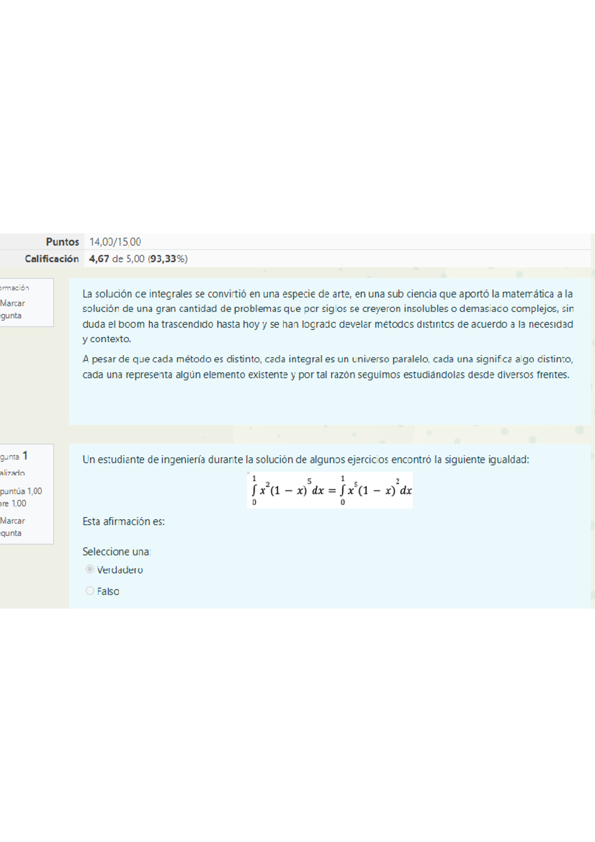 Test Actividad 5 - Calculo Integral - Studocu