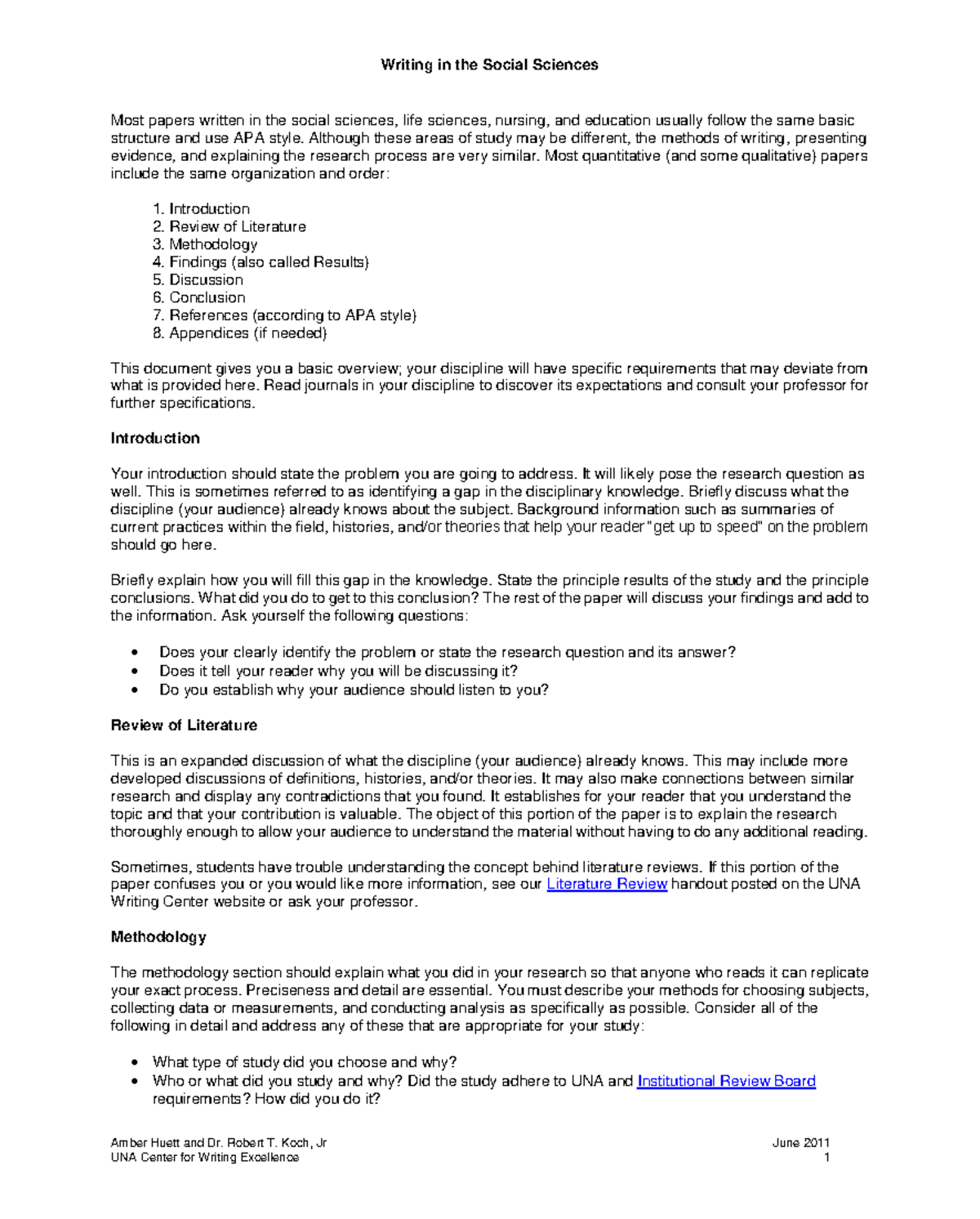 Writing in the Social Science Format - Writing in the Social Sciences ...