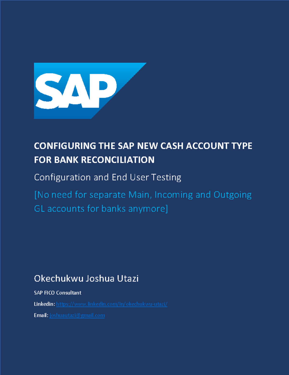 Sap S4hana New Cash Account Type Configuration Bank Reconciliation Configuring The Sap New