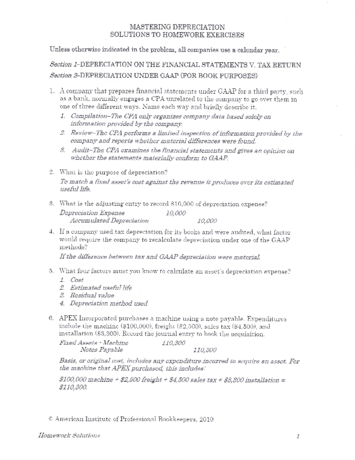 Depreciation Homework - ACC 201 - Studocu