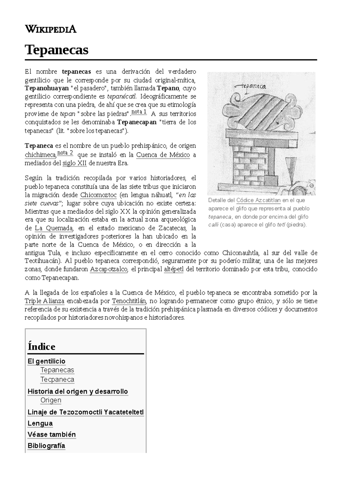 Tepanecas - historia - Detalle del Códice Azcatitlan en el que aparece ...