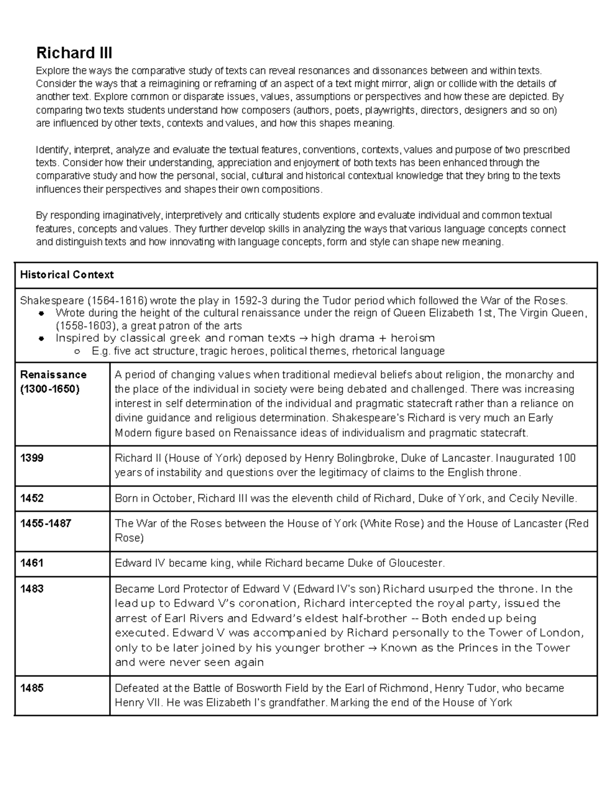 Richard III Context - Richard III Explore the ways the comparative ...
