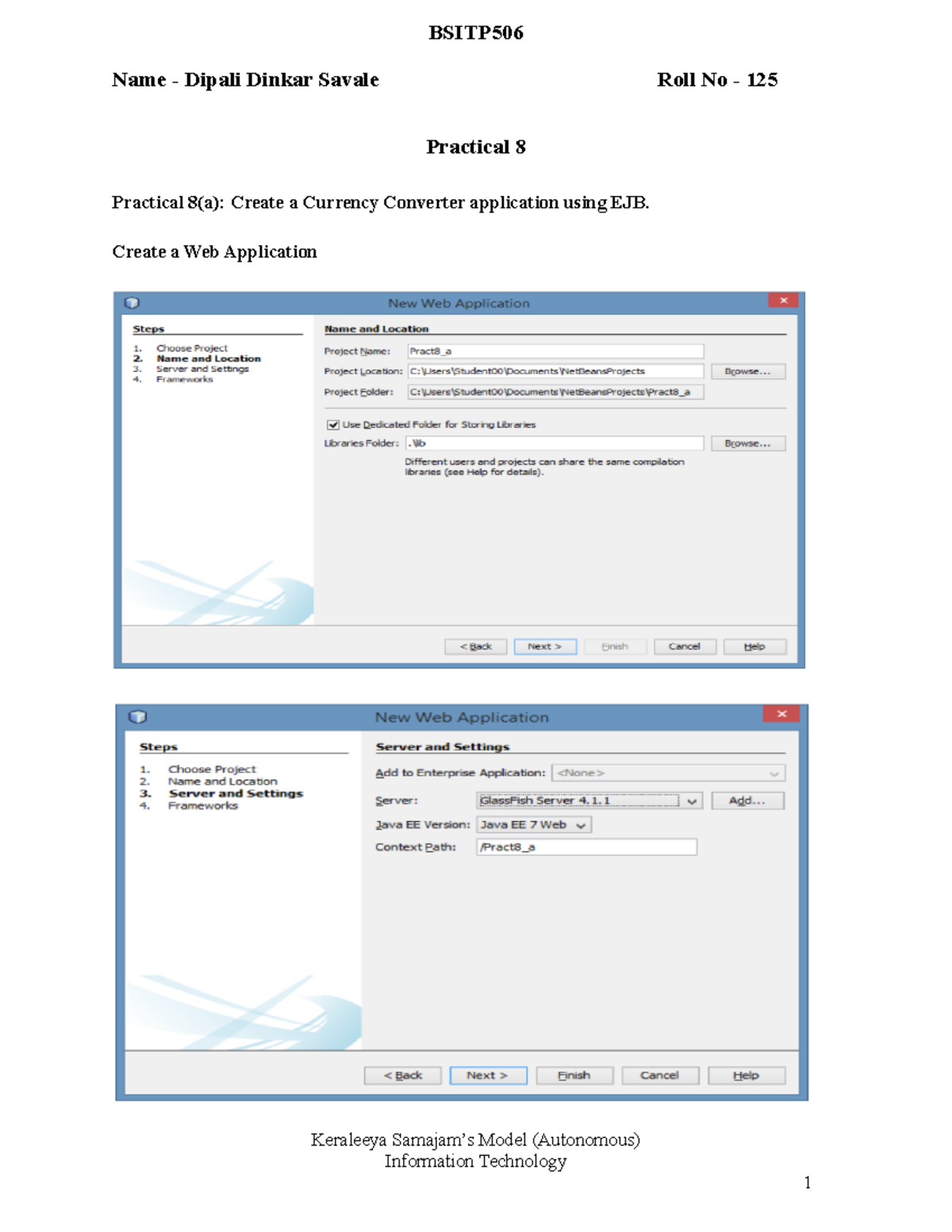 EJ Pract 8 - Name - Dipali Dinkar Savale Roll No - 125 Practical 8 Practical 8(a): Create a ...