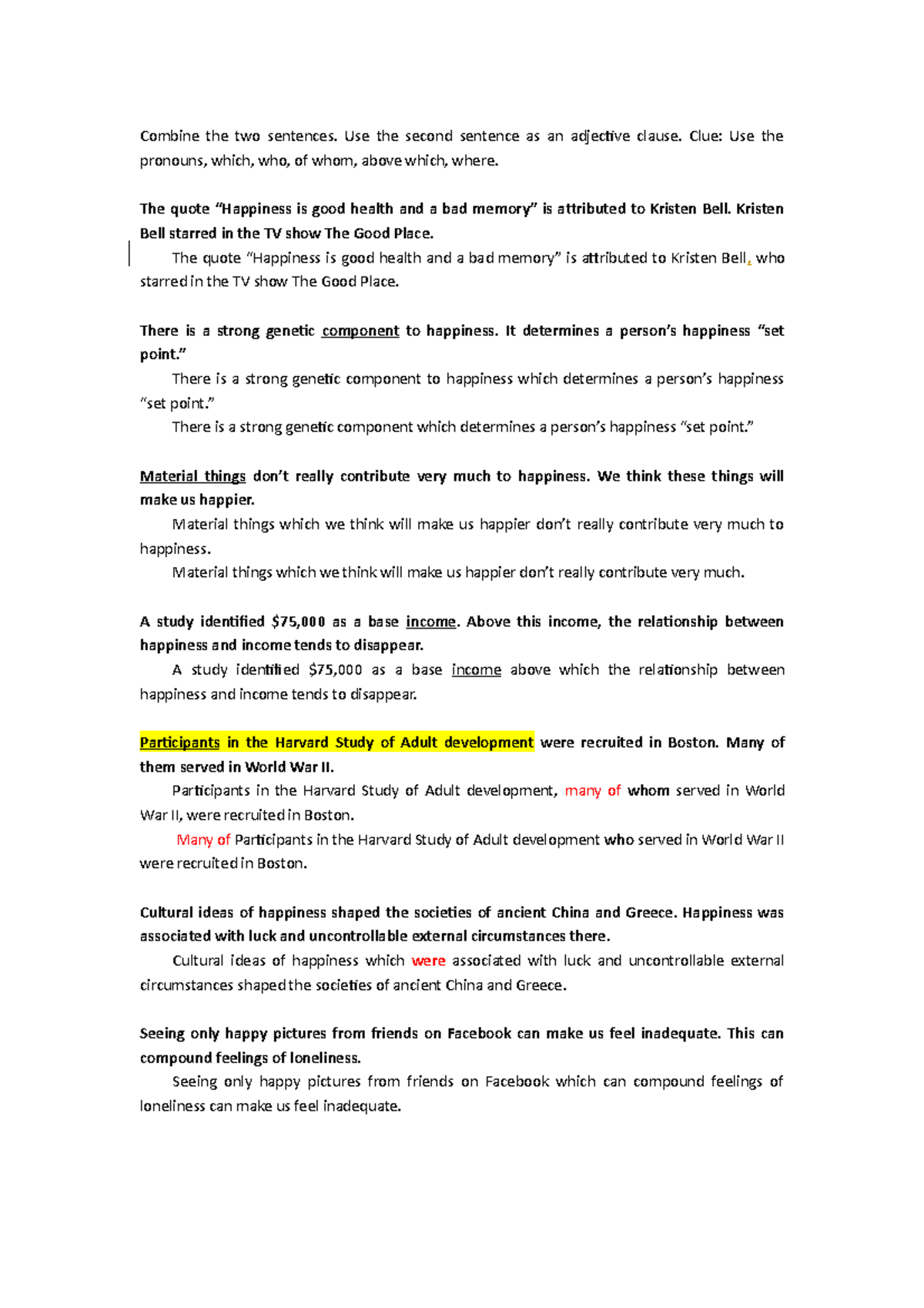 Combine the two sentences HW - Use the second sentence as an adjecive ...