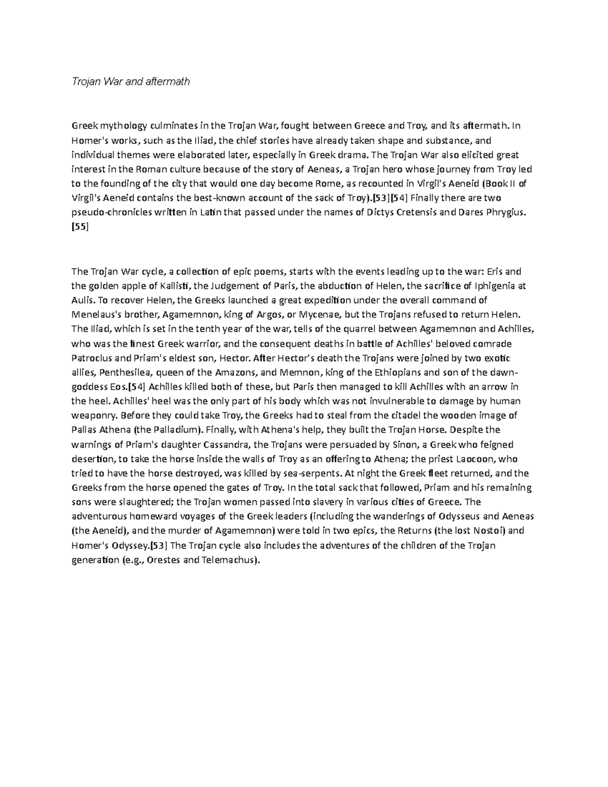 S8 - An article. - Trojan War and aftermath Greek mythology culminates ...