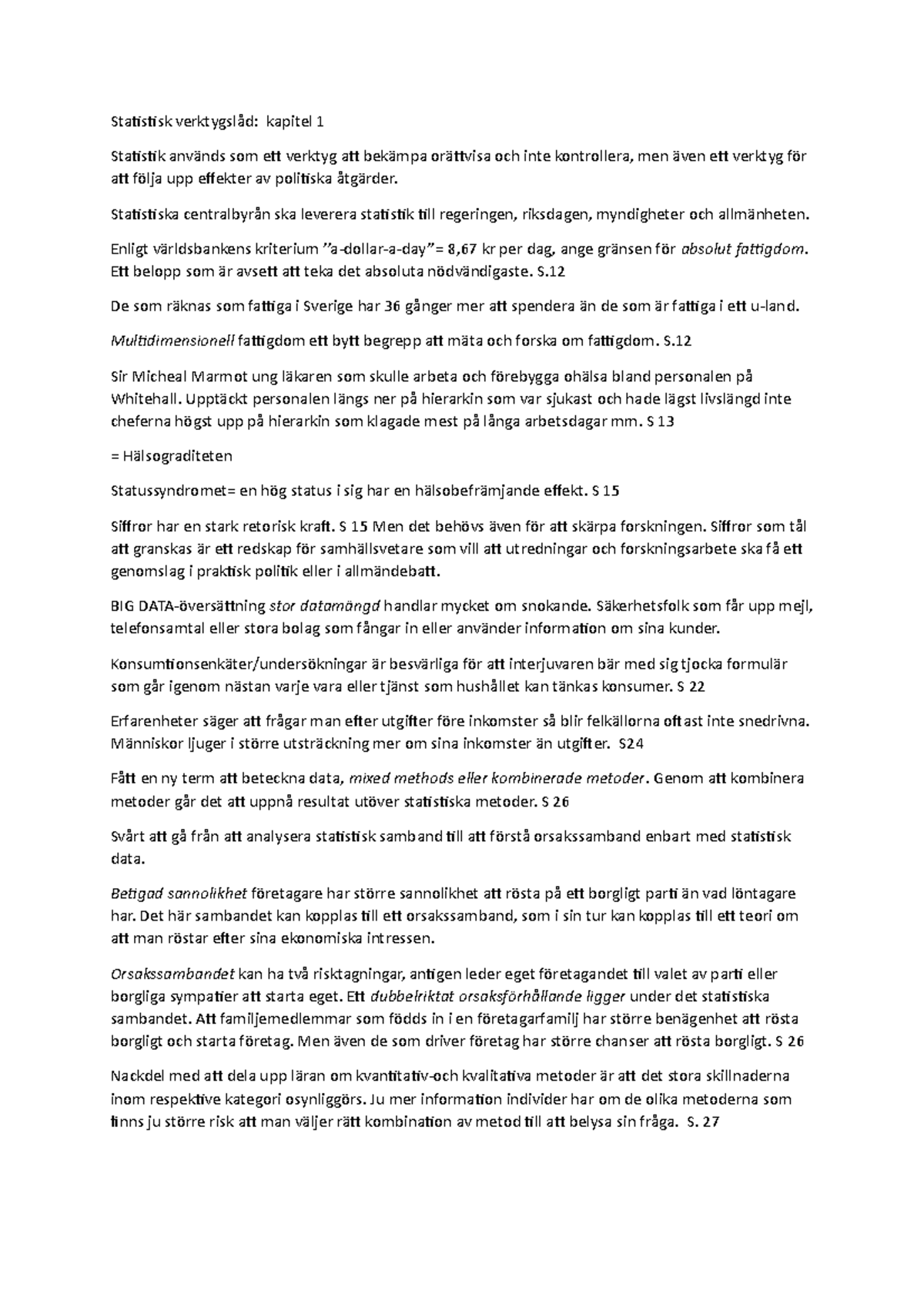 Sammanfattning från boken Statistisk verktygslåda 0 - Statistisk ...