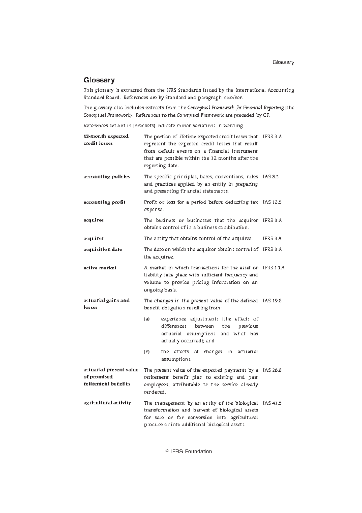 Glossary Of IFRS Terms Glossary This Glossary Is Extracted From The