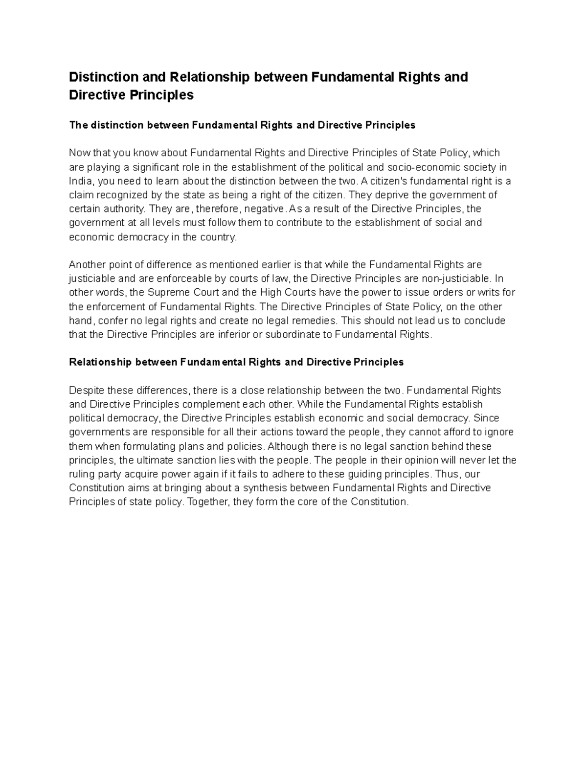 Distinction and Relationship between Fundamental Rights and Directive ...