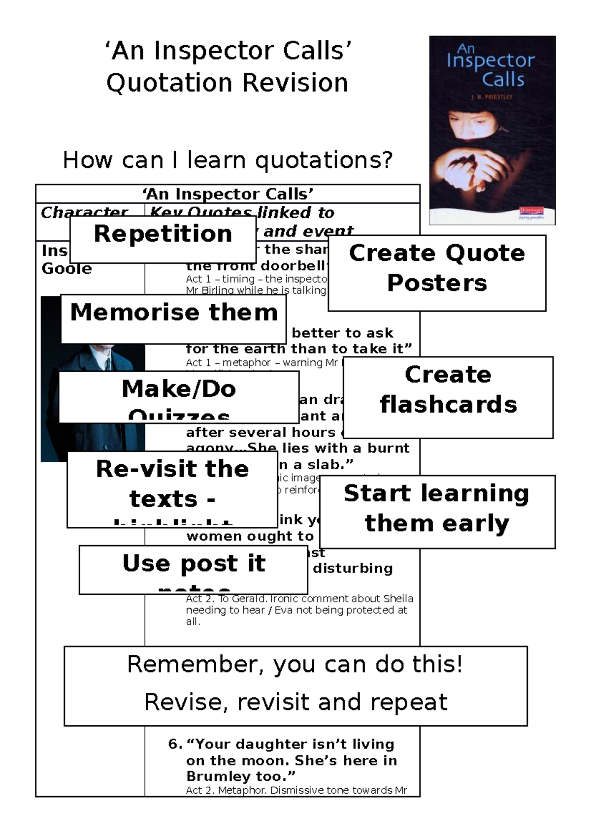 AIC-4.3-Key-quotations - ‘An Inspector Calls’ Quotation Revision How ...