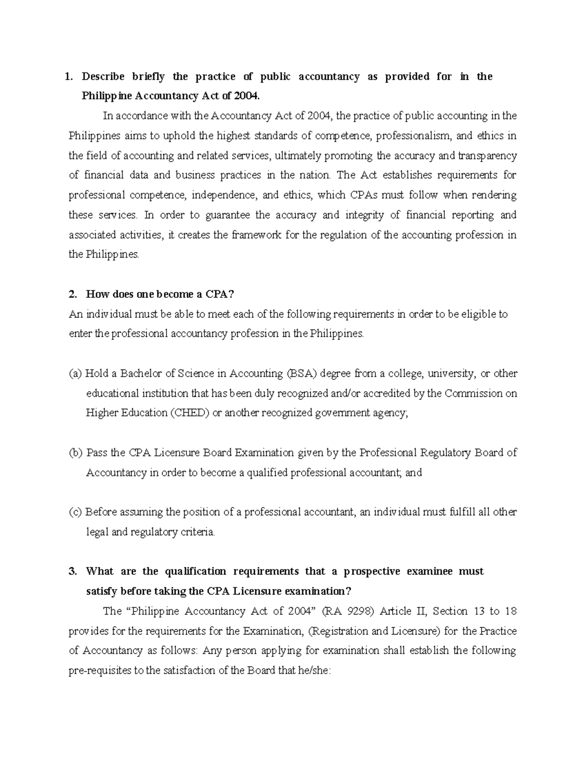 Auditing Principles by Cabrera Chapter 3 Review Questions - Describe ...