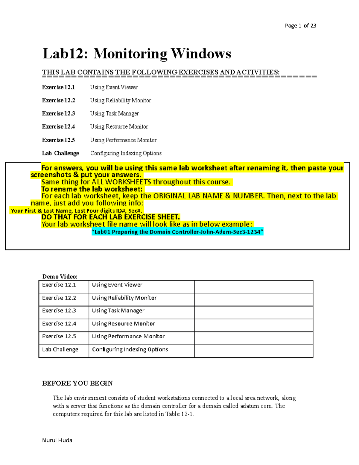 Lab12 Monitoring Windows Mustafa Khan Sec3 1441 Lab12 Monitoring Windows This Lab Contains