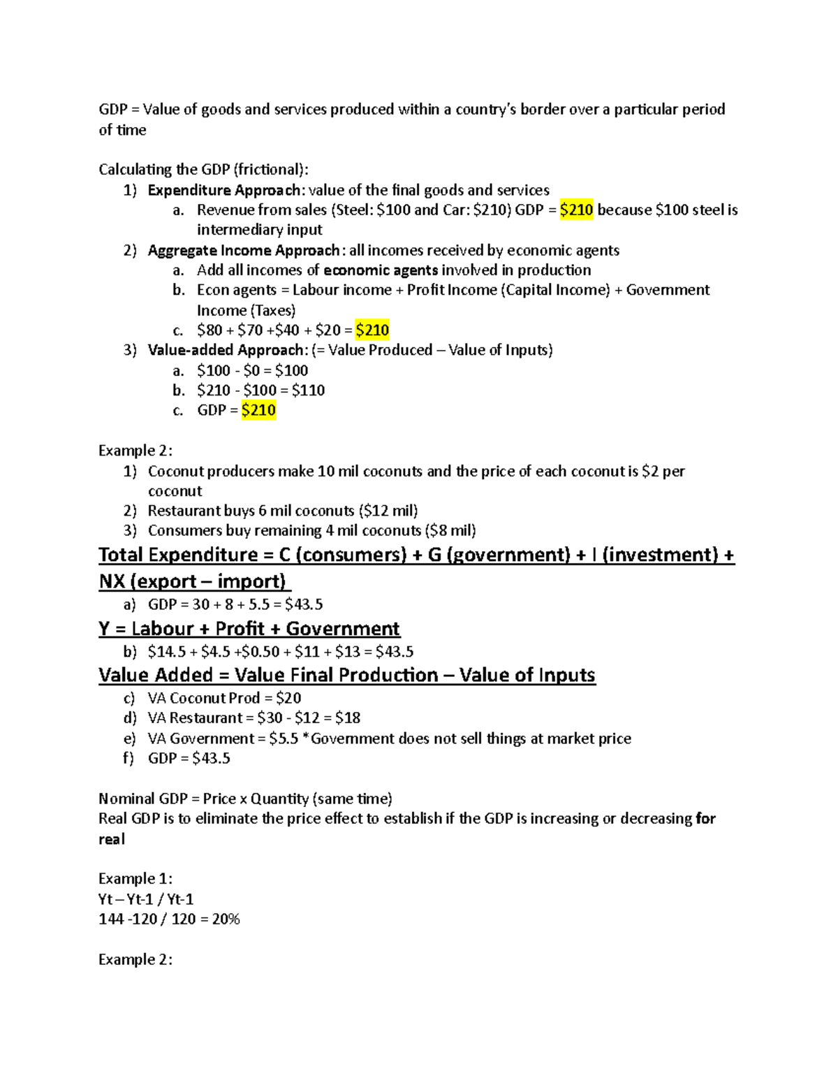 EC290 GDP - Lecture notes 4 - GDP = Value of goods and services ...