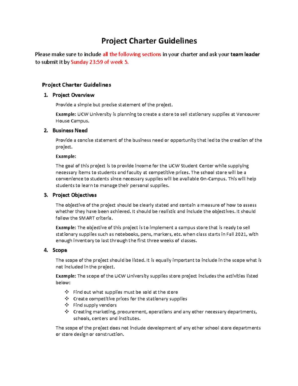 Project Charter information - Project Charter Guidelines Please make ...