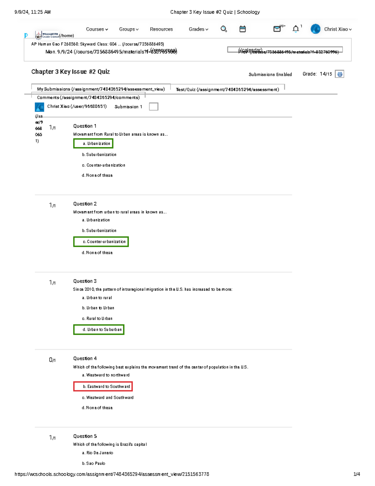 Chapter 3 Key Issue #2 Quiz Schoology - Prev (/course/7356886495 ...