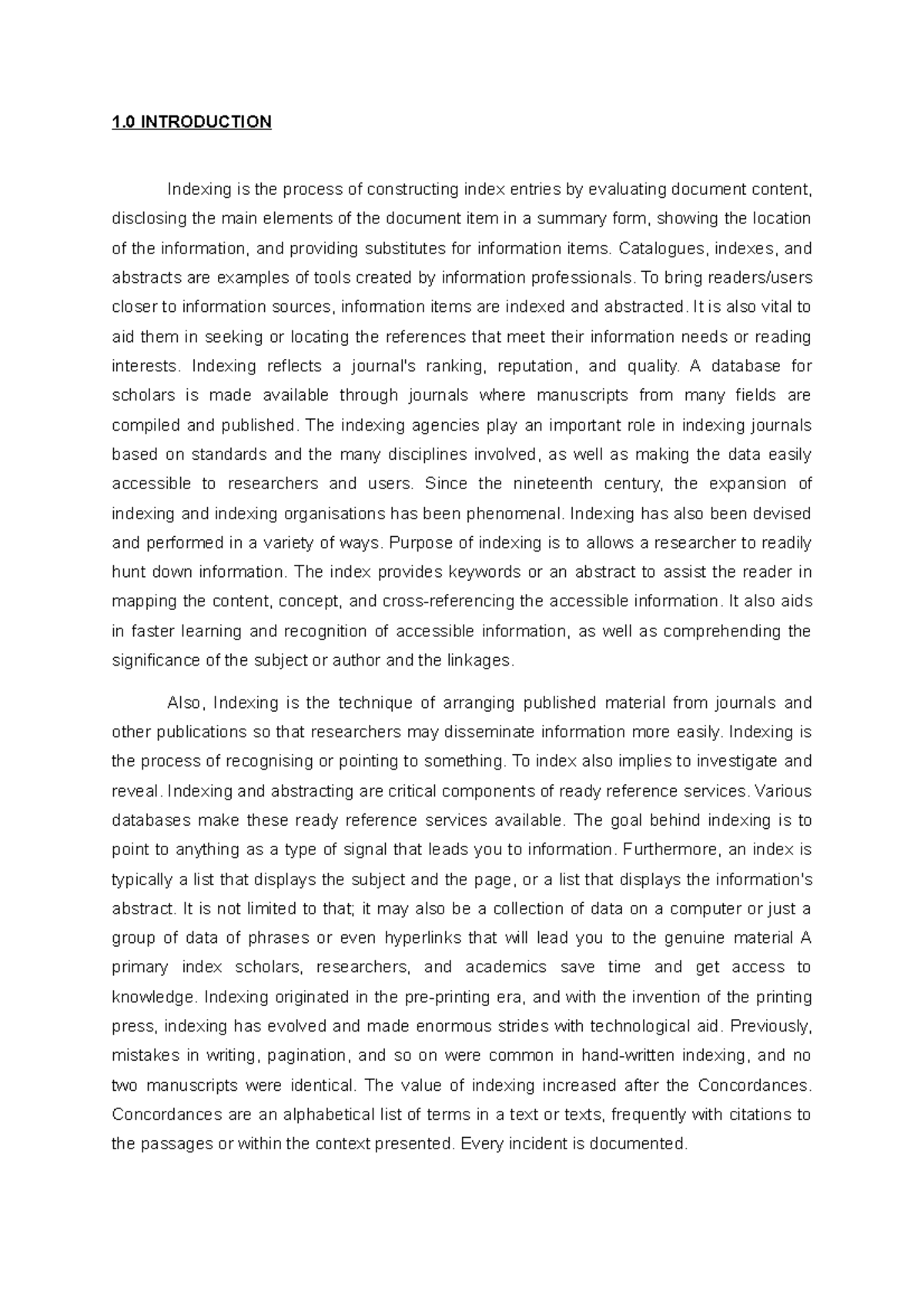 IML251 Assignment - 1 INTRODUCTION Indexing is the process of ...