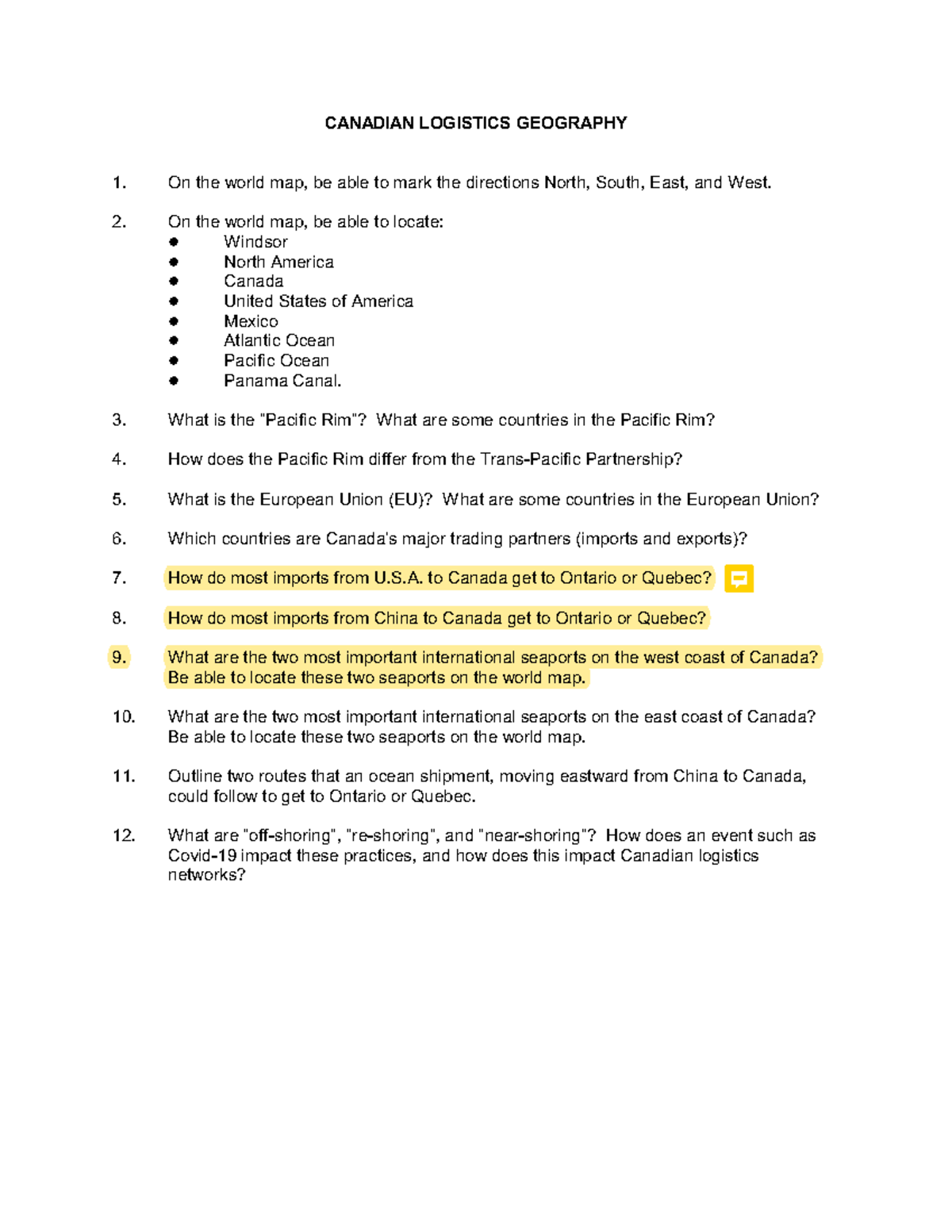 Sc-Canadian geography v2 - CANADIAN LOGISTICS GEOGRAPHY On the world ...