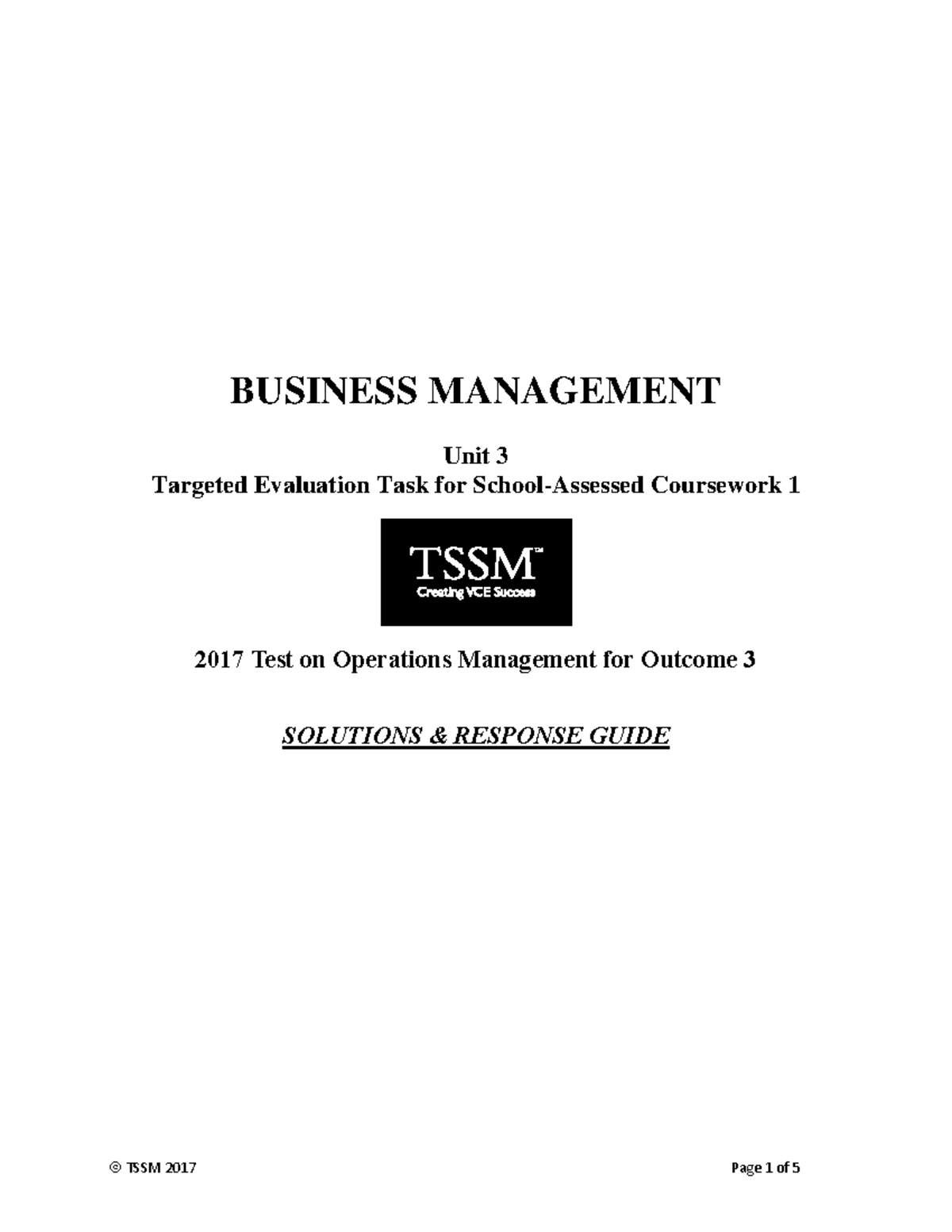 AOS 3 SAC FOR BUSMAN (Answers) - BUSINESS MANAGEMENT Unit 3 Targeted ...