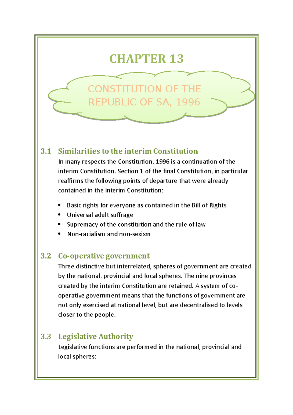 Jur - Chapter 13 - CHAPTER 13 3 Similarities to the interim ...