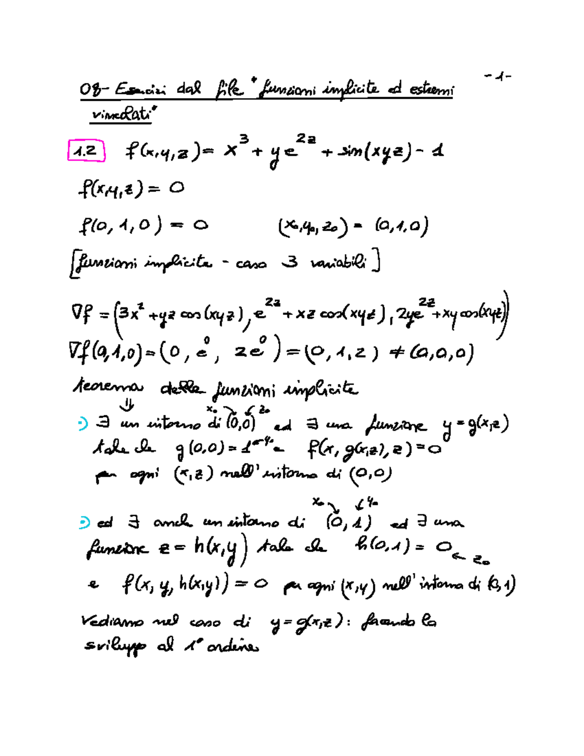 08 - Esercizi funzioni implicite ed estremi vincolati - 08 Esercizi dal file funzioni implicite ...