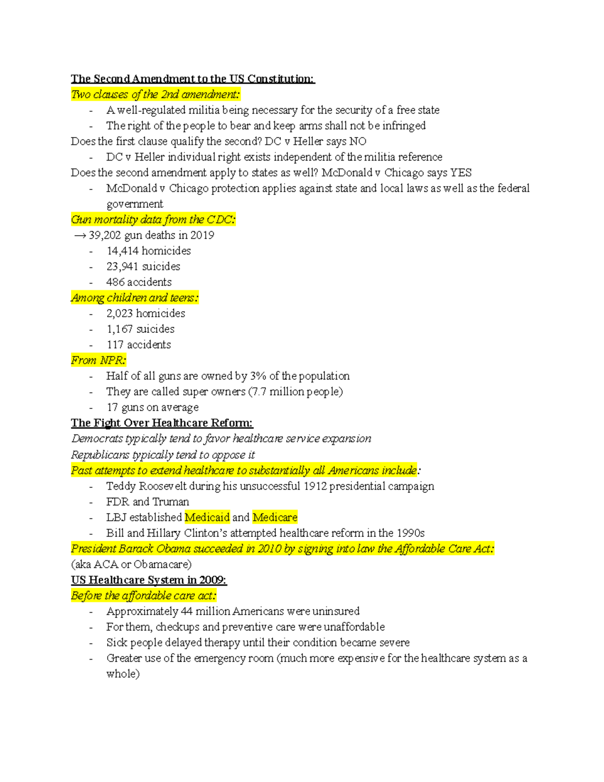 PLSC- lecture notes - The Second Amendment to the US Constitution: Two ...