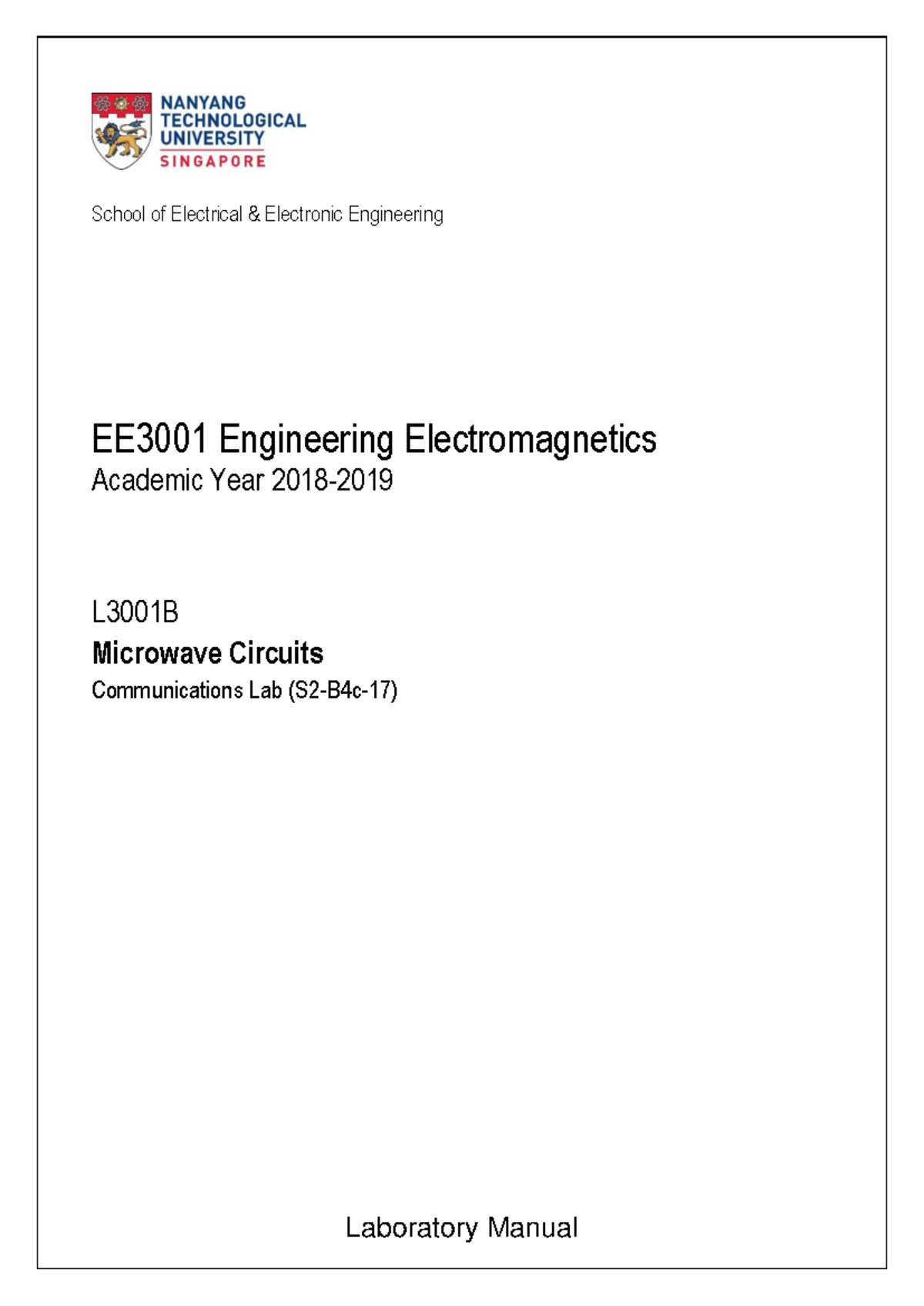 L3001B lab materials - EE3001 - NTU - Studocu